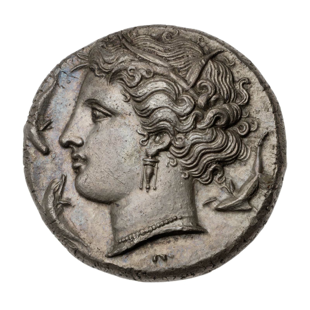 Tetradrachm of Syracuse with head of Arethusa, struck under Agathokles ...