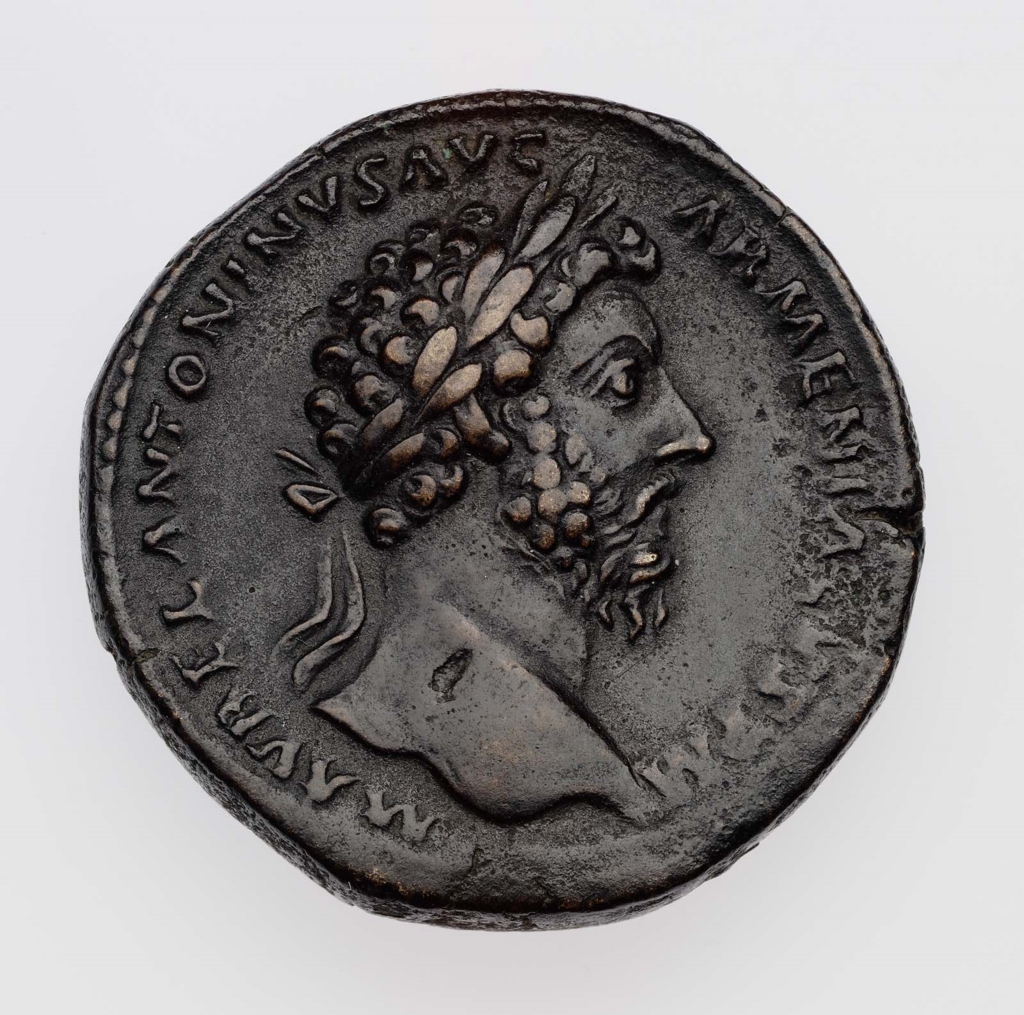 Sestertius with bust of Marcus Aurelius | Museum of Fine Arts, Boston
