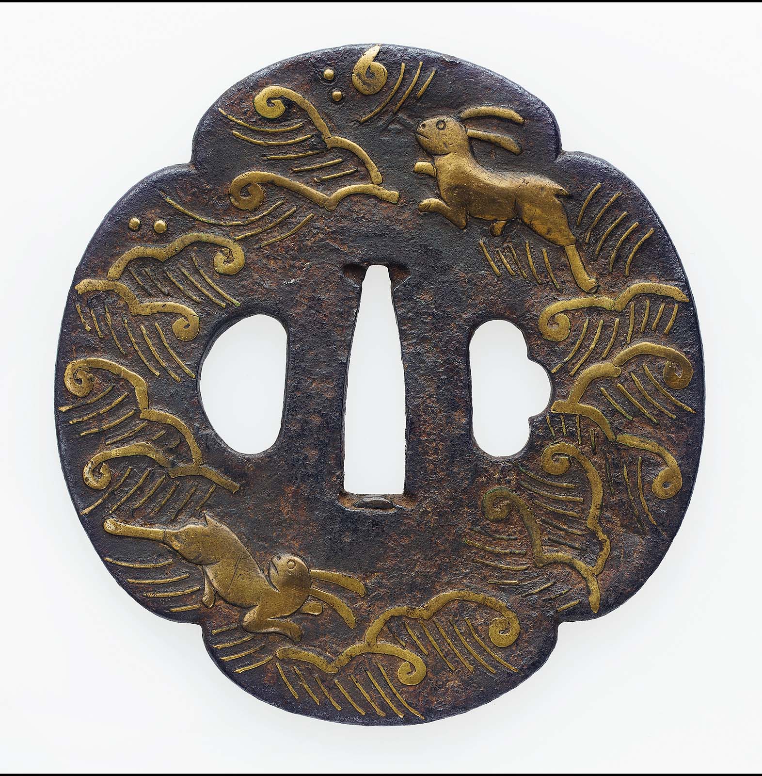 Tsuba with design of hares and waves | Museum of Fine Arts, Boston
